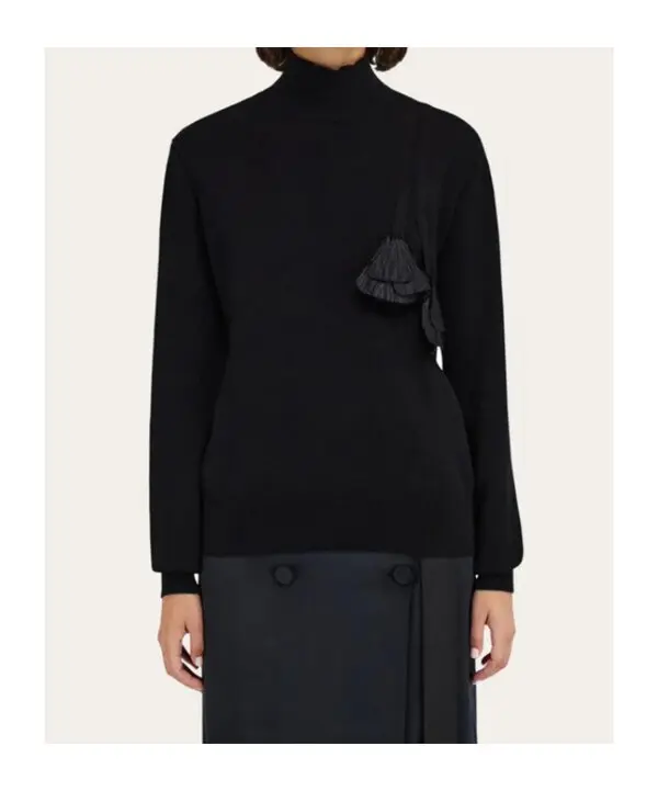 FERRAGAMO Flower Embellished Turtleneck Jumper