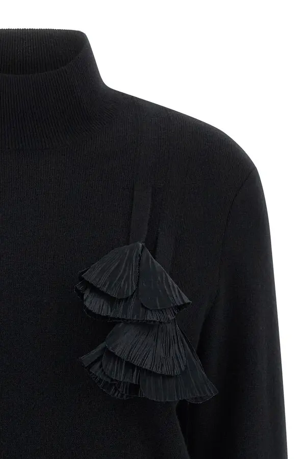 FERRAGAMO Flower Embellished Turtleneck Jumper