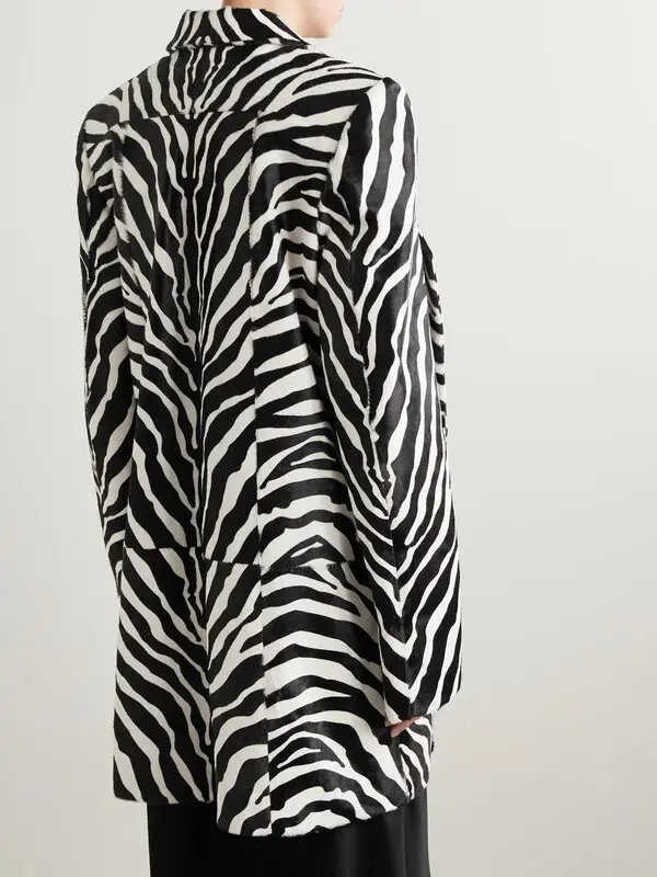 Khaite Zebra-print Calf Hair Patchwork Coat