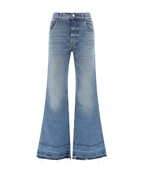 Chloé Flared Jeans With Frayed Hem - Blue