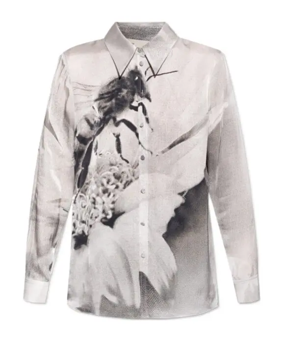 Tory Burch Graphic Print Long Sleeve Shirt - Grey