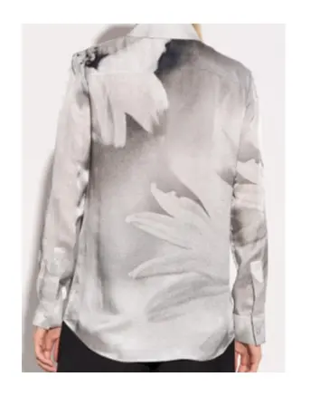 Tory Burch Graphic Print Long Sleeve Shirt - Grey