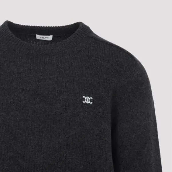 Celine Triomphe Crew Neck Sweater In Wool And Cashmere