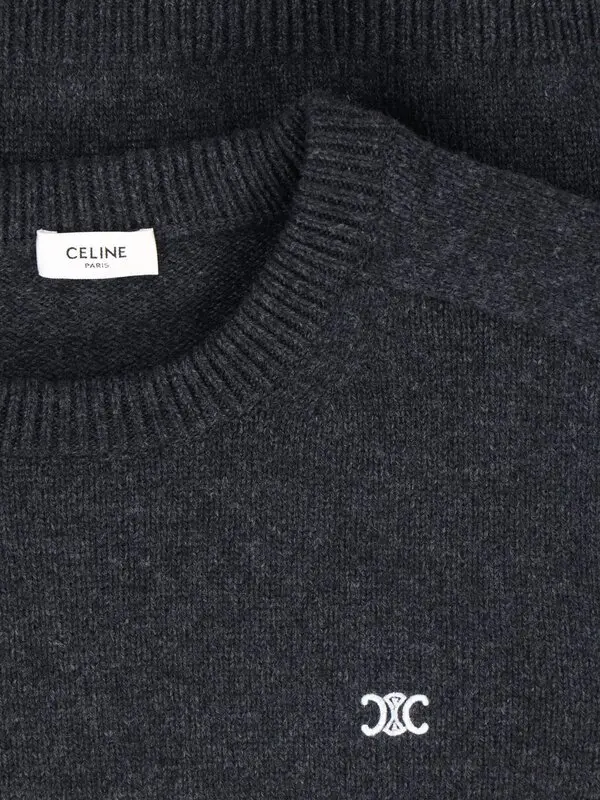 Celine Triomphe Crew Neck Sweater In Wool And Cashmere