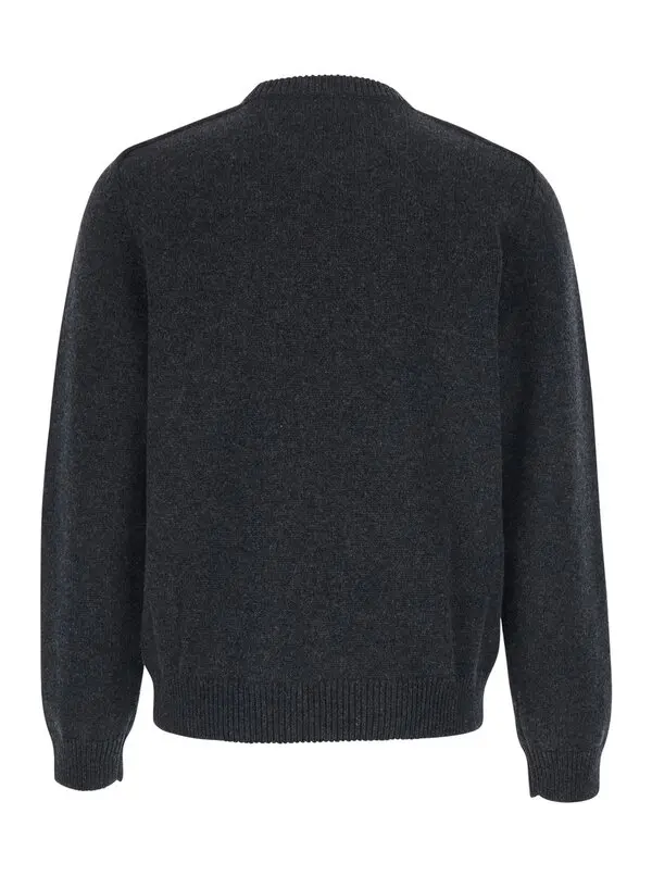 Celine Triomphe Crew Neck Sweater In Wool And Cashmere - Anthracite