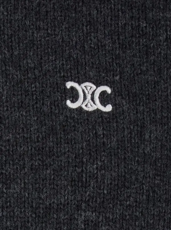 Celine Triomphe Crew Neck Sweater In Wool And Cashmere - Anthracite