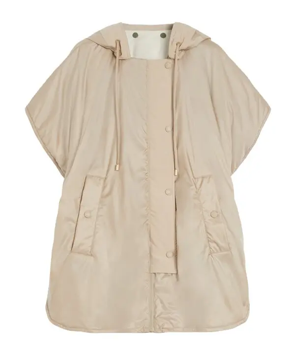 Max Mara Reversible Water-repellent Canvas Cape With Hood