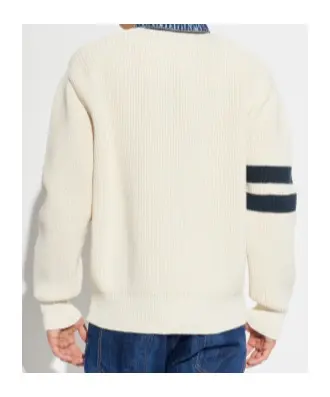 Dsquared2 Striped Sleeve Ribbed-knit Polo Shirt - Cream