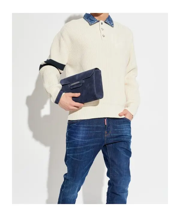 Dsquared2 Striped Sleeve Ribbed-knit Polo Shirt - Cream