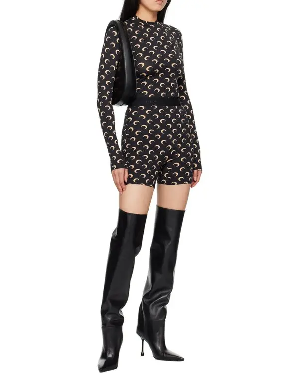 MARINE SERRE Crescent Print Turtleneck Long-sleeve Top