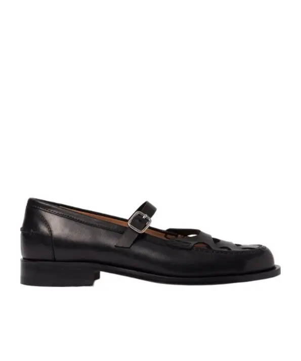 SCAROSSO Minni Buckle Fastened Flat Shoes - Black