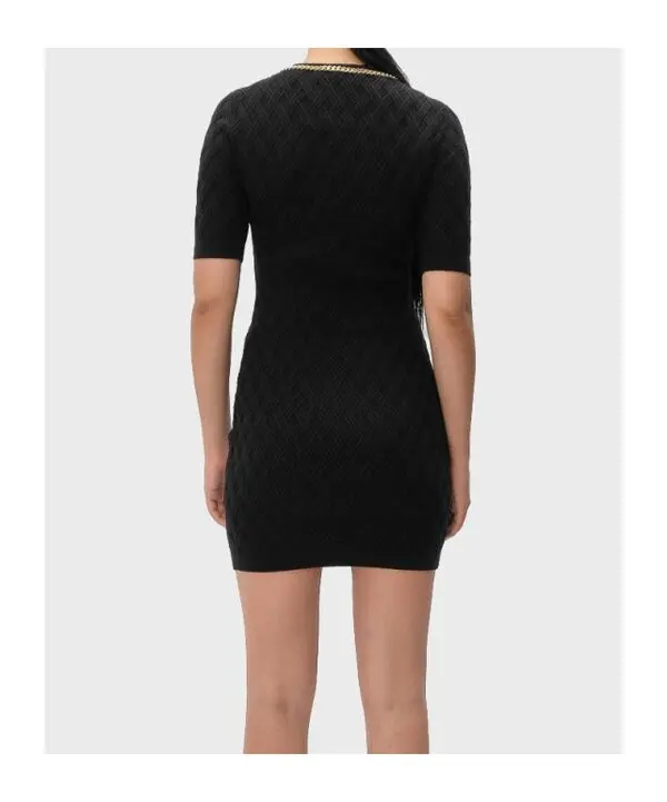 Elisabetta Franchi Diamond Pattern Knitted Mini Dress - Black
