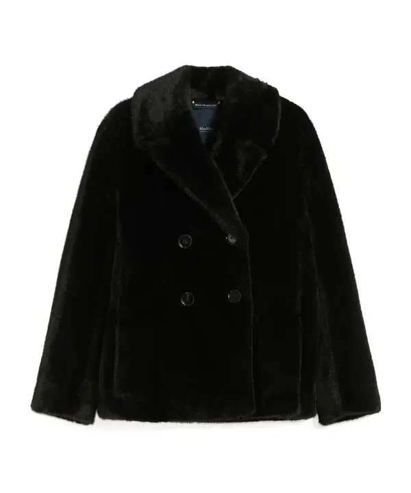 Max Mara Laura Faux Fur Double-breasted Cropped Jacket