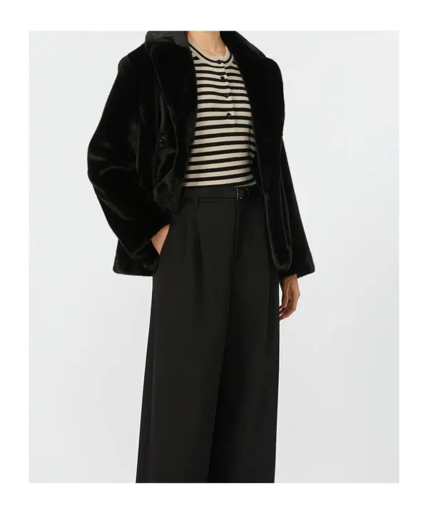 Max Mara Laura Faux Fur Double-breasted Cropped Jacket