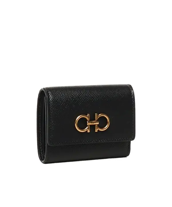 FERRAGAMO Gancini Plaque Tri-fold Wallet