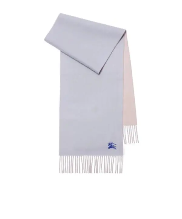 Burberry Logo Detailed Fringed Edge Scarf - Mist/sugar