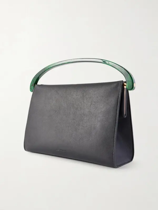 Dries Van Noten Leather Shoulder Bag With Gold Buckle