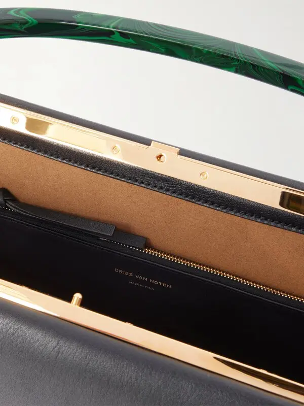 Dries Van Noten Leather Shoulder Bag With Gold Buckle