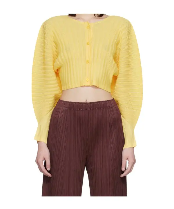 PLEATS PLEASE BY ISSEY MIYAKE Cropped Batwing Sleeve Cardigan