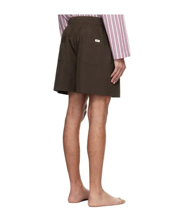 TEKLA Drawstring Pajama Shorts - Brown