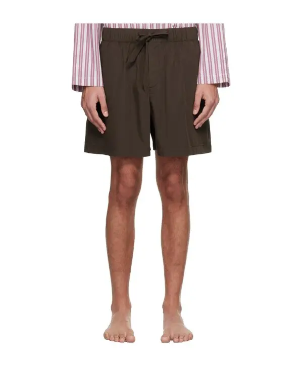 TEKLA Drawstring Pajama Shorts - Coffee