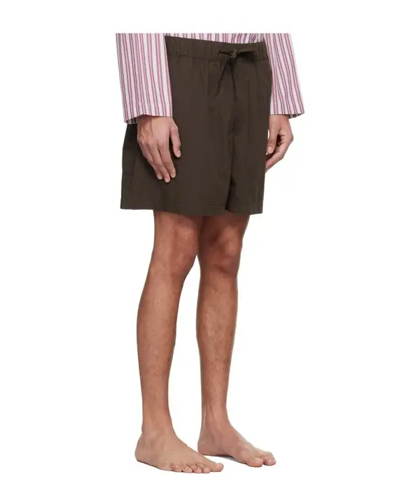 TEKLA Drawstring Pajama Shorts - Coffee