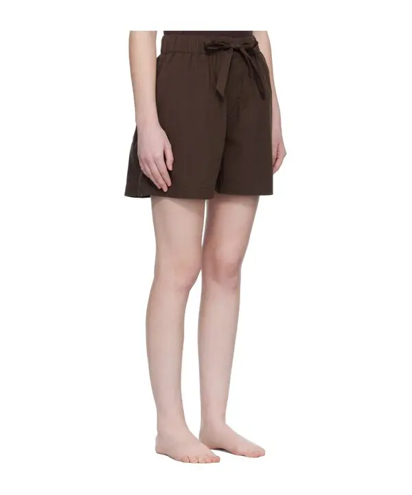 TEKLA Drawstring Pajama Shorts - Coffee