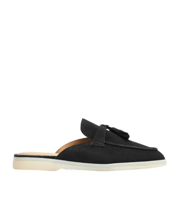 SCAROSSO Lucrezia Tassel Detailed Slip-on Mules - Black