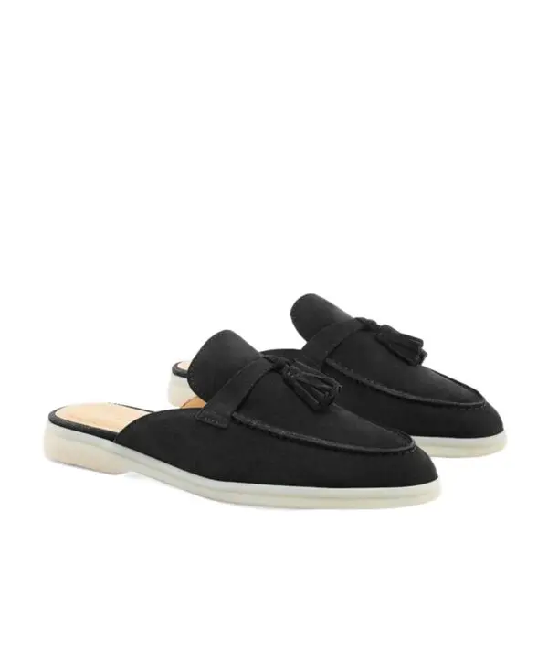 SCAROSSO Lucrezia Tassel Detailed Slip-on Mules - Black