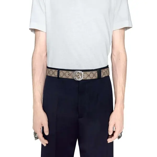 Gucci Gg Supreme Reversible Belt - Nude
