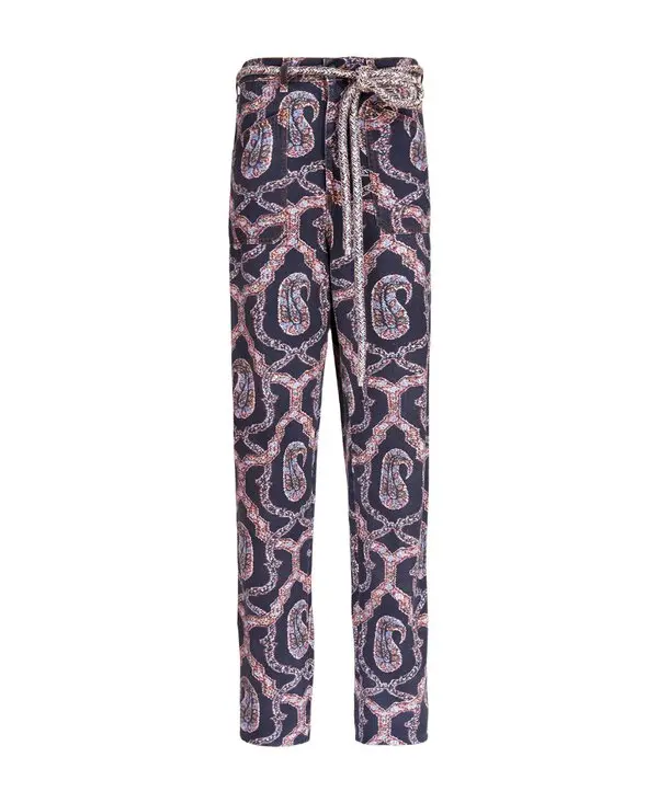 Etro Paisley Print Tied-waist Denim Trousers - Black