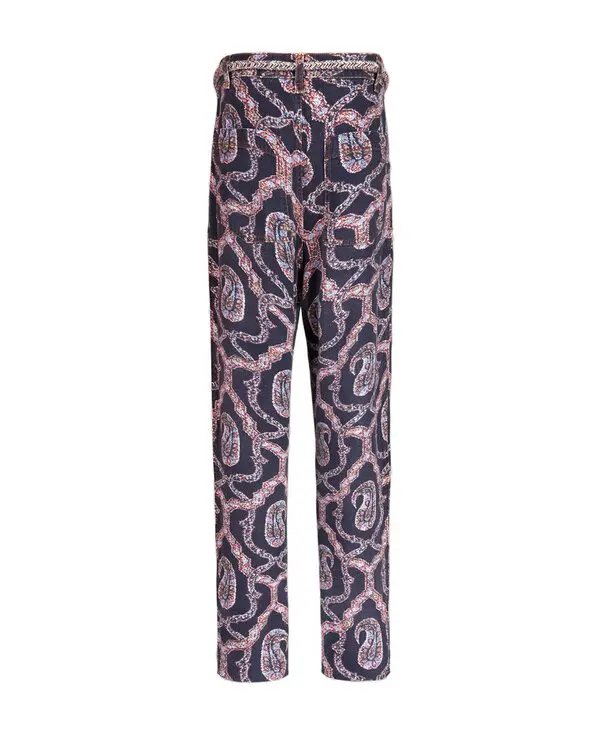 Etro Paisley Print Tied-waist Denim Trousers - Black