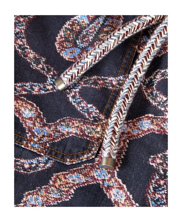 Etro Paisley Print Tied-waist Denim Trousers - Black