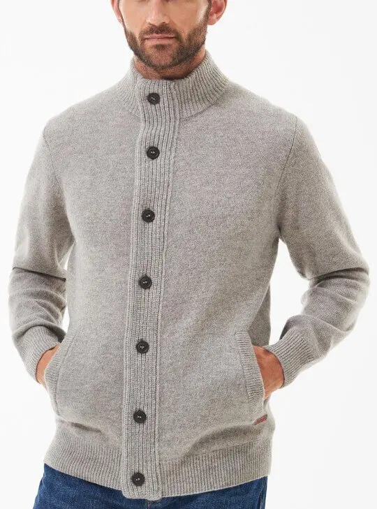 Barbour High-neck Wool Cardigan With Patchwork Detail