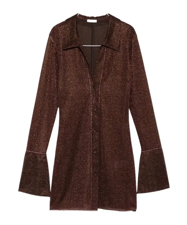 Oseree Lumière Slim Shirt Dress - Brown