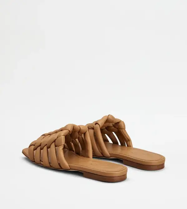 TOD'S Woven Slip-on Sandals With Square Toe