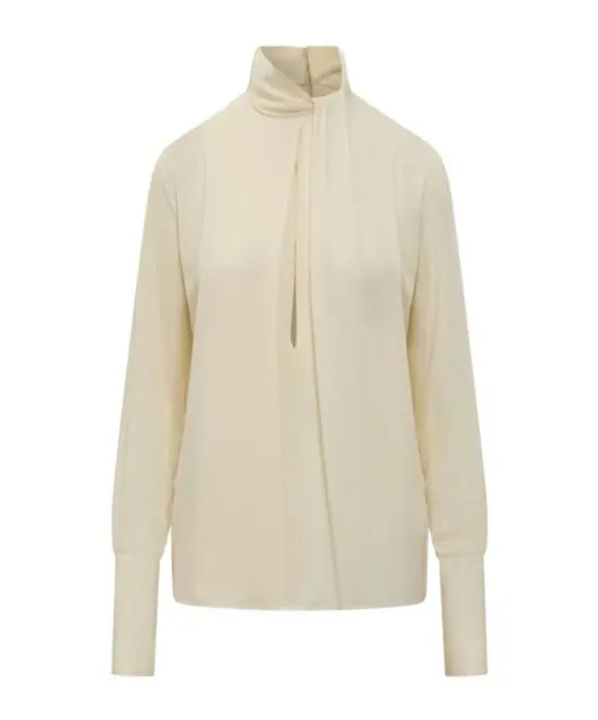 TOM FORD Long Sleeve Satin Blouse - Nude