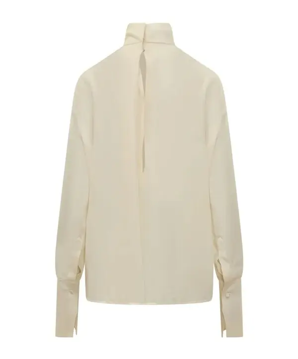 TOM FORD Long Sleeve Satin Blouse - Nude