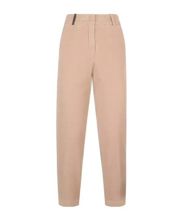 Peserico Corduroy Tapered-leg Cropped Trousers - Nude