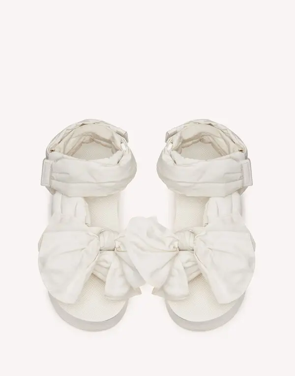 Red Valentino Flatform Open Toe Sandals With Bow Detailing - White