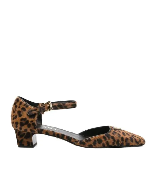 Prada Leopard-print Pumps With Buckle Detail