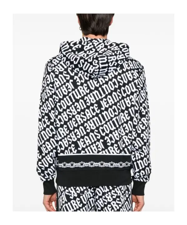 Versace Zip-up Hoodie With Monogram Print