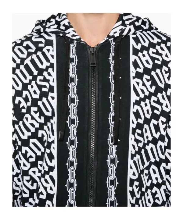 Versace Zip-up Hoodie With Monogram Print