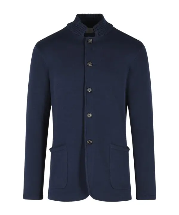 Eleventy Ribbed Collar Button-up Cardigan - Black