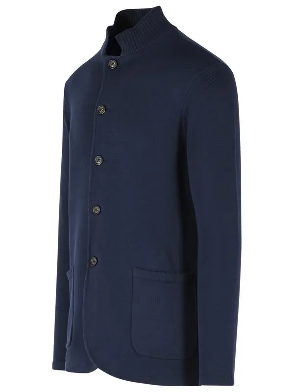 Eleventy Ribbed Collar Button-up Cardigan