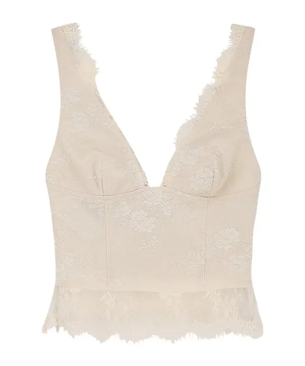 Pinko Janessa Lace V-neck Top - Nude