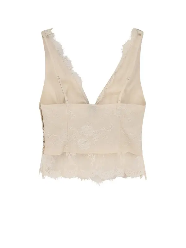 Pinko Janessa Lace V-neck Top - Nude