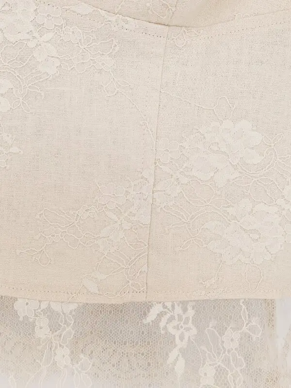 Pinko Janessa Lace V-neck Top - Nude