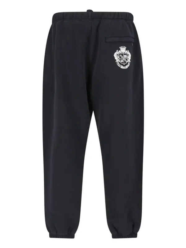 Dolce & Gabbana Dolce Gabbana Heraldic Printed Elastic Waist Track Pants - Black