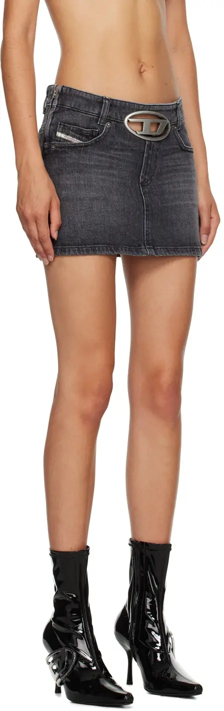 DIESEL® Logo Detailed Cut-out Denim Skirt